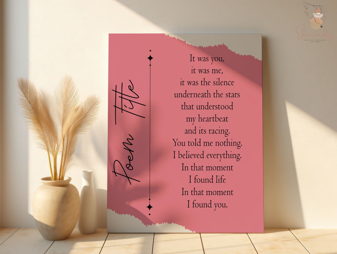 Custom Poem Print: Inspirational Wall Art Gift - Etsy