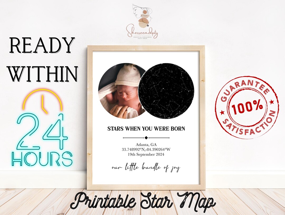 Custom Night Sky Printable, Custom Star Map Digital Print for Him/her ...