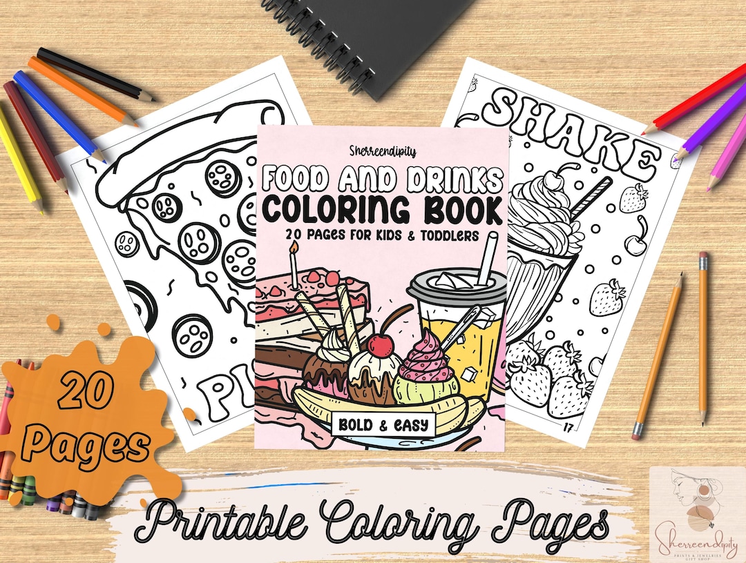 Food & Drink Digital Coloring Book, Food and Drink Coloring Pages for ...