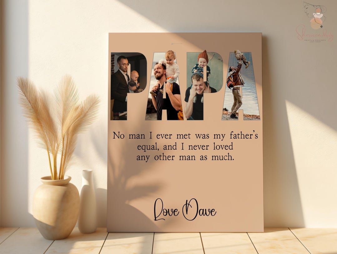 Papa Photo Collage Canvas, Text Photo Collage Poster for Papa ...