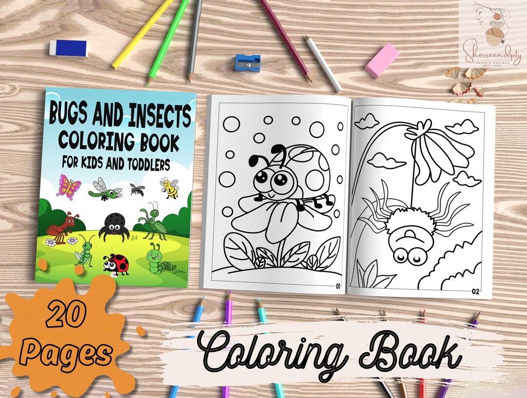 Bugs and Insects Coloring Book, Cute Bugs and Insects Printed Coloring ...