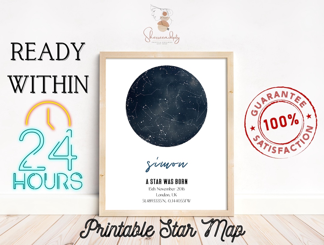 Personalized Star Map Print: Custom Sky Map Gift (digital Download) - Etsy