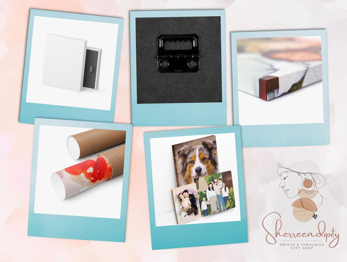 Family Merge Art Canvas, Custom Merge Photos Watercolor Poster for ...