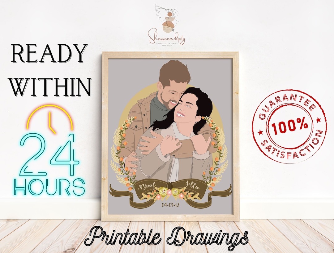 Couple Illustration Faceless Art, Valentine Romantic Couples Portrait ...