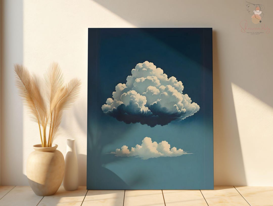 Vintage Moody Cloud Canvas, Vintage Art Print Poster for Men/women Gift, Cloud Wall Decor ...