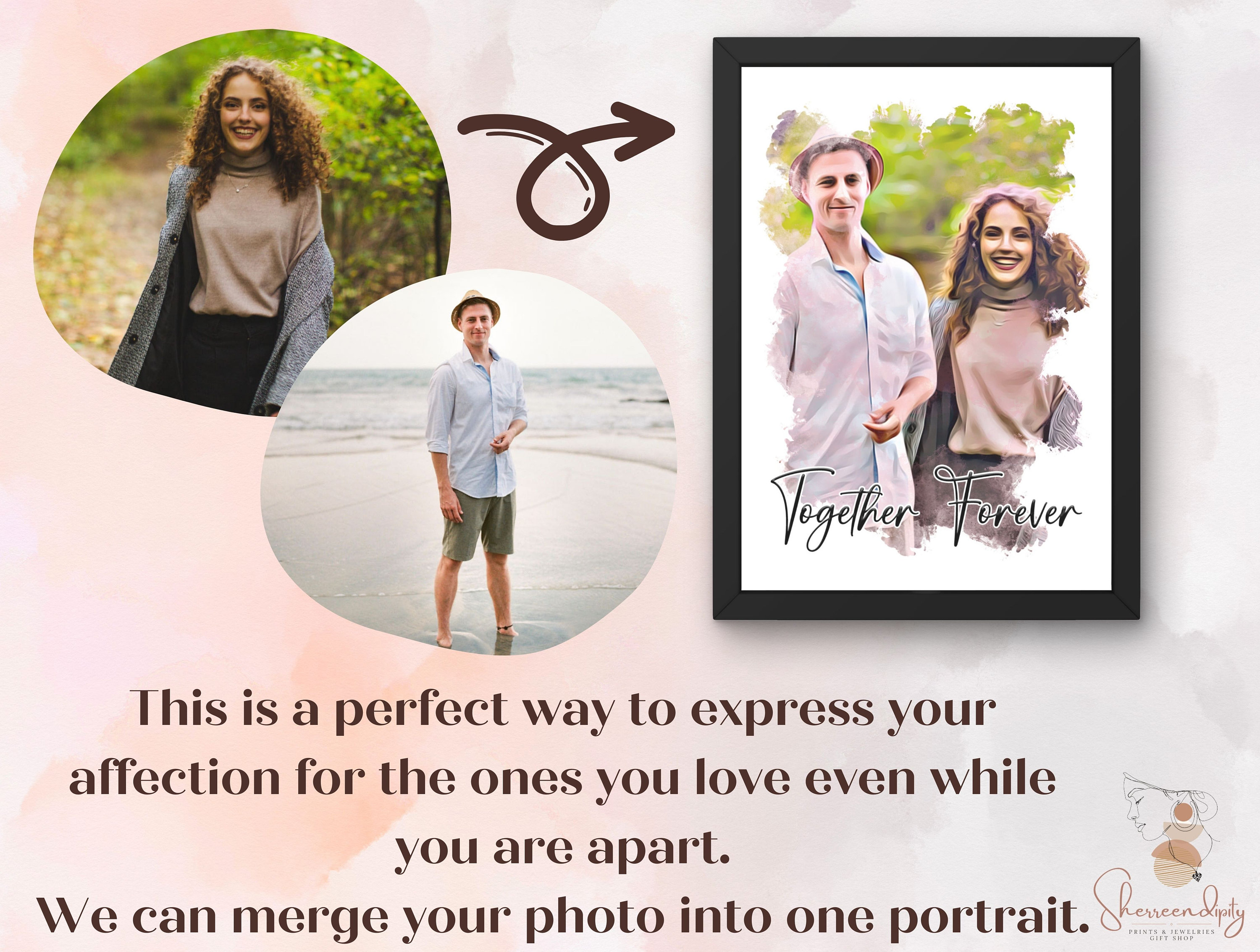 Personalized Couple Portrait Art, Cartoonized Portrait Printable for ...