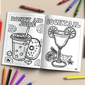 Food & Drink Coloring Book, Food and Drink Printed Coloring Book for ...