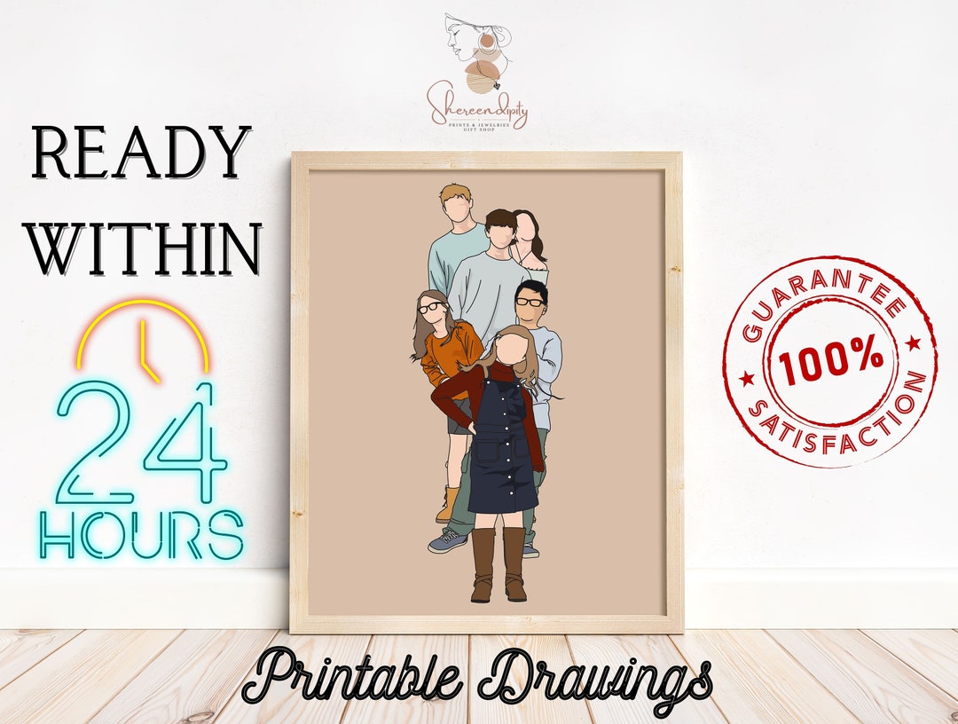 Faceless Family Portrait, Family Faceless Portrait for Partners Wedding ...