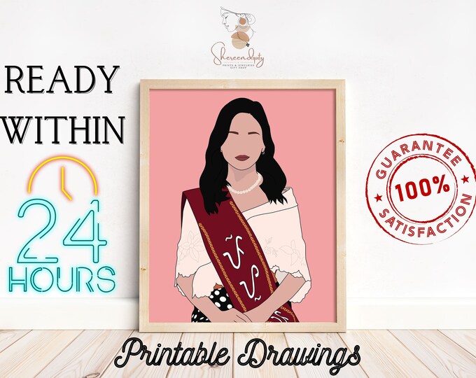 Senior. Graduation Gift. Custom Minimalist Portrait. Faceless Digital ...