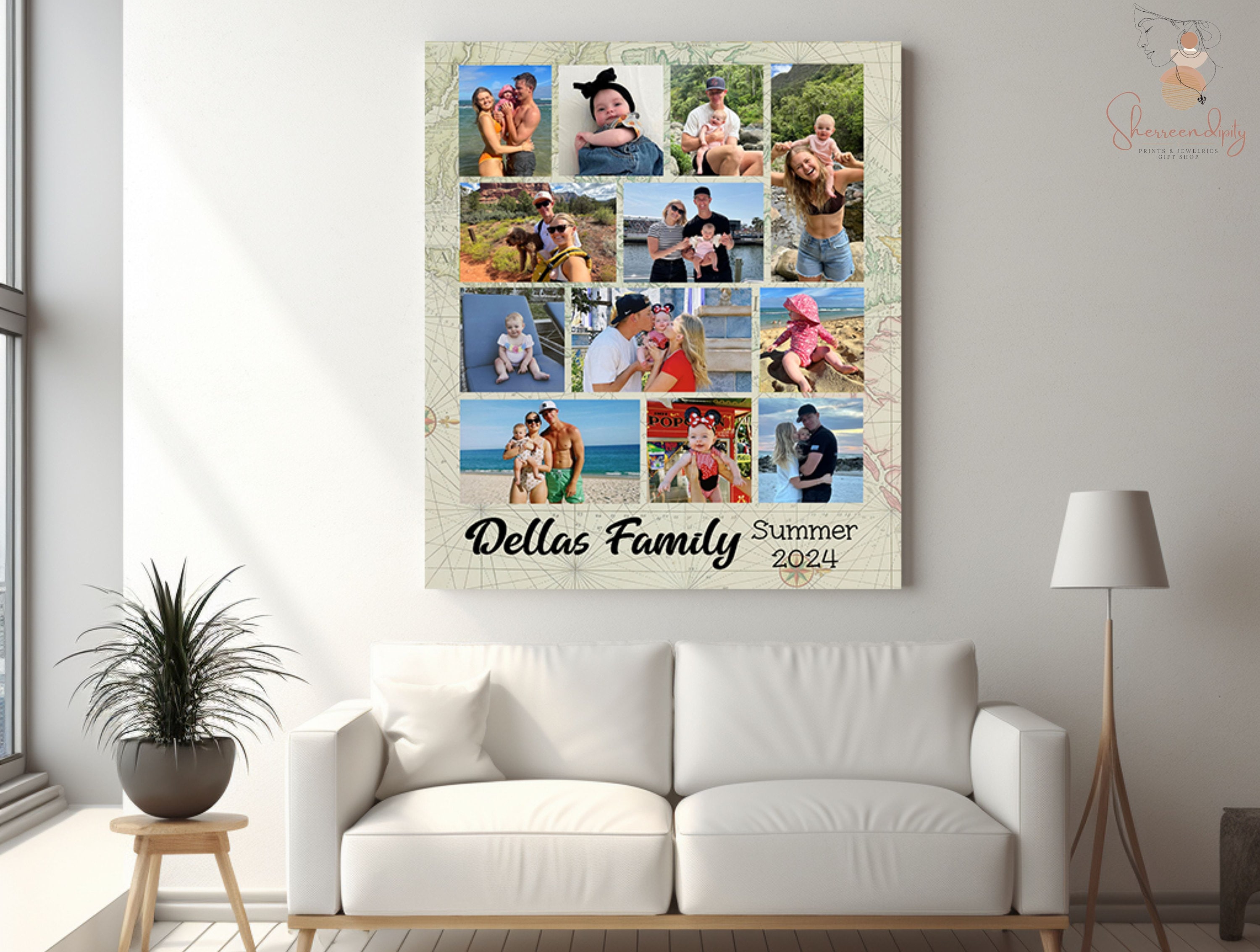 Travel Photo Collage Canvas, Custom Photo Collage Gift Poster for ...