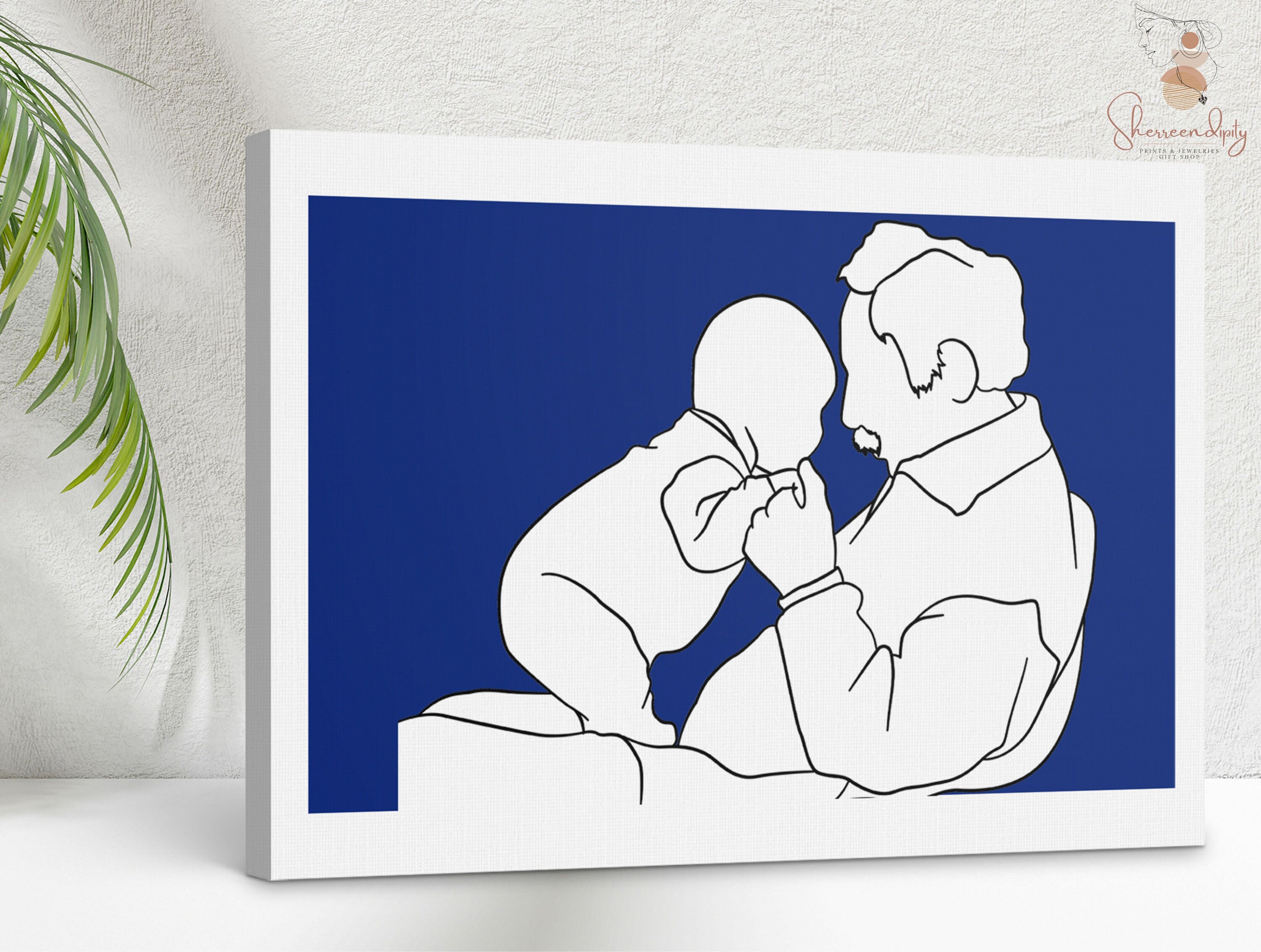 Custom Grandpa Gift Canvas, Grandfather Line Art Poster for Him ...