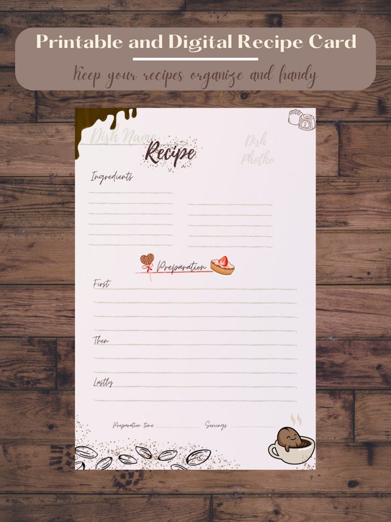 Printable and Digital Recipe Card - Etsy
