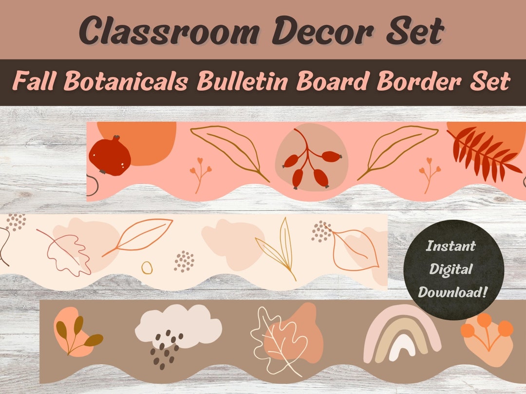 Fall Botanical Classroom Bulletin Board Border Set of 3, Leaves ...