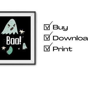 Cute and Spooky Digital Art "boo" Poster, Vintage Halloween, Retro ...