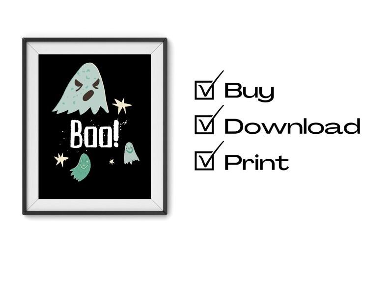 Cute and Spooky Digital Art "boo" Poster, Vintage Halloween, Retro ...