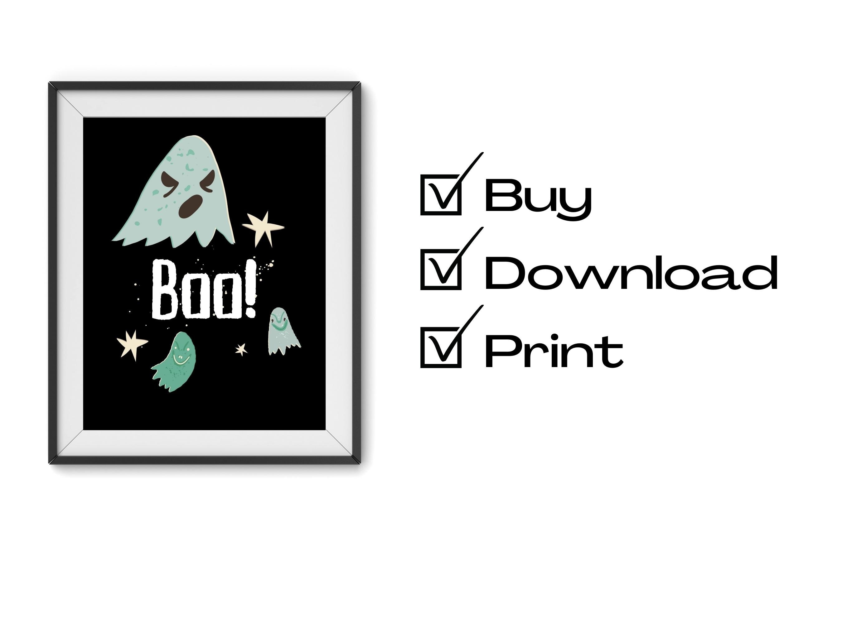 Cute and Spooky Digital Art "boo" Poster, Vintage Halloween, Retro ...