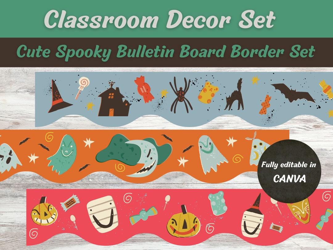 Editable Classroom Bulletin Board Border Fall Orange Neutral Set ...
