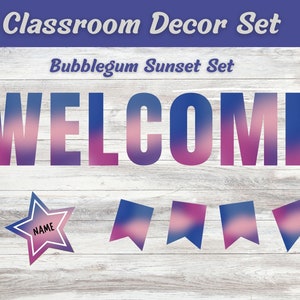 Editable Classroom Decor Bubblegum Sunset, Cool Tones Theme, Bulletin ...