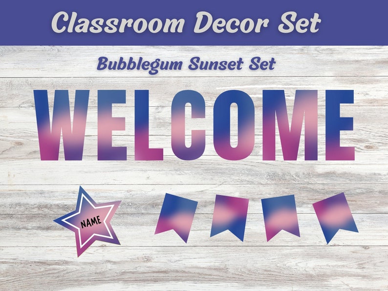 Editable Classroom Decor Bubblegum Sunset, Cool Tones Theme, Bulletin ...