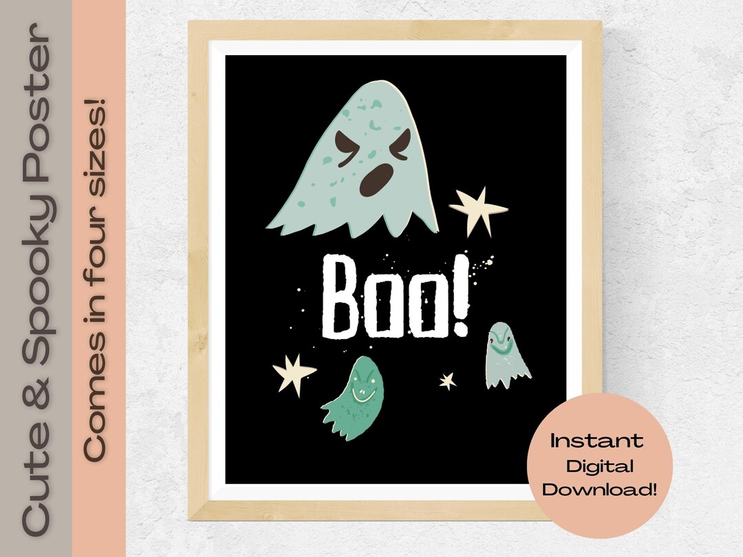 Cute and Spooky Digital Art "boo" Poster, Vintage Halloween, Retro ...