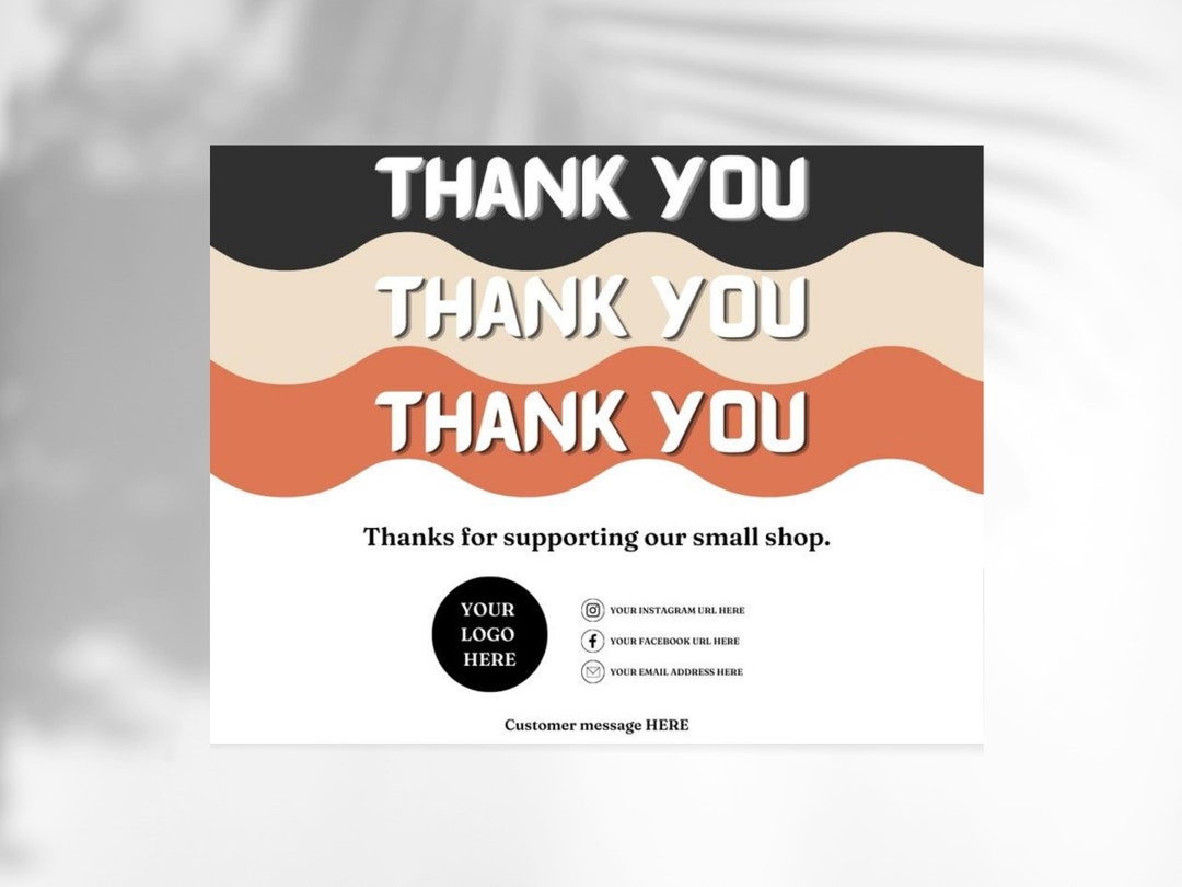 Editable Thank You Card Fall Neutral Waves Design, Thank You for Your ...