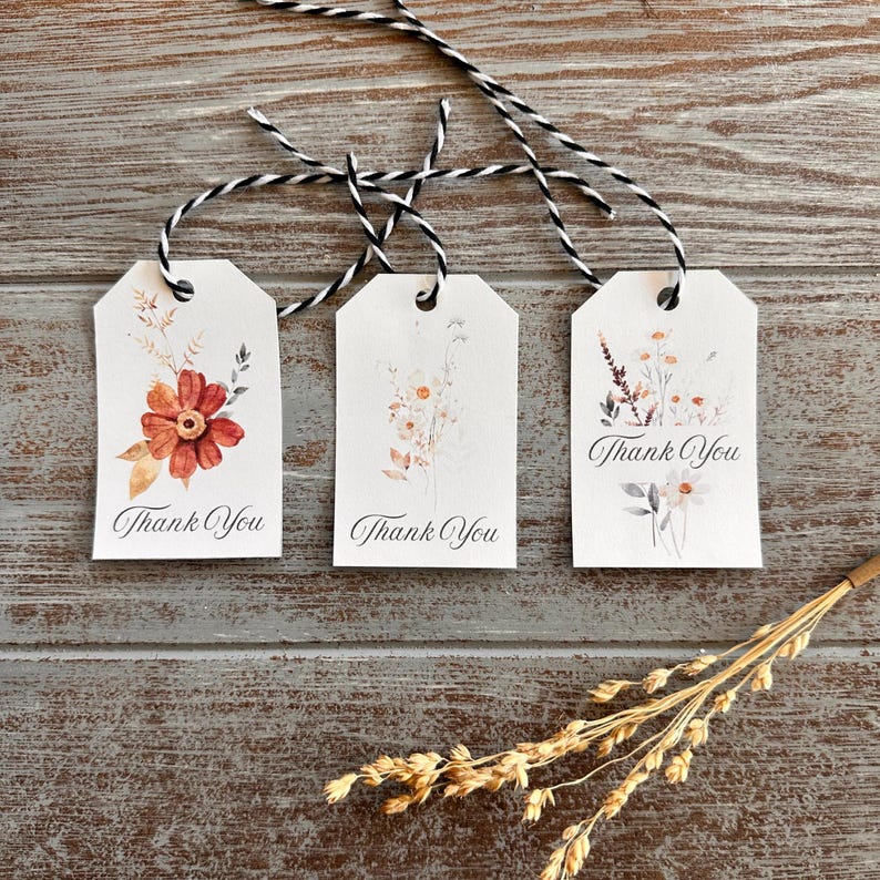 Boho Floral Thank You Tags - Natural Fall Tones for Teacher Gifts ...
