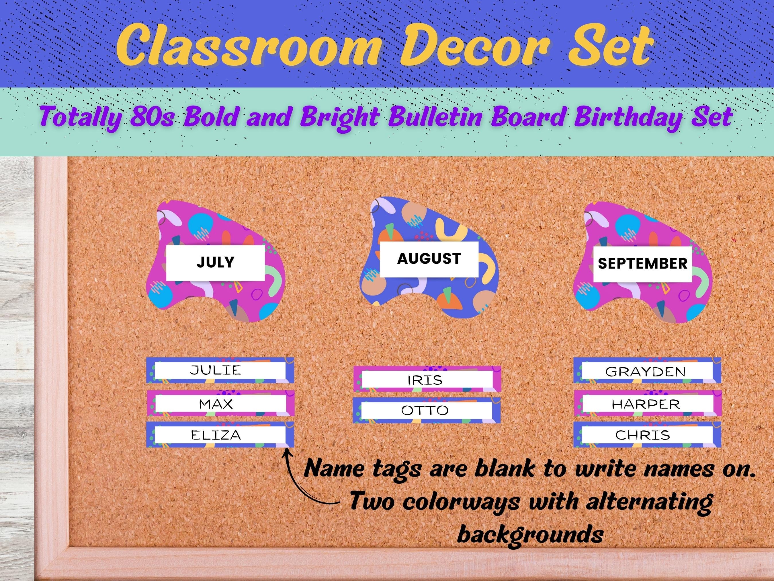 Totally 80s Bold and Bright Classroom Bulletin Board Birthday Set of 3 ...