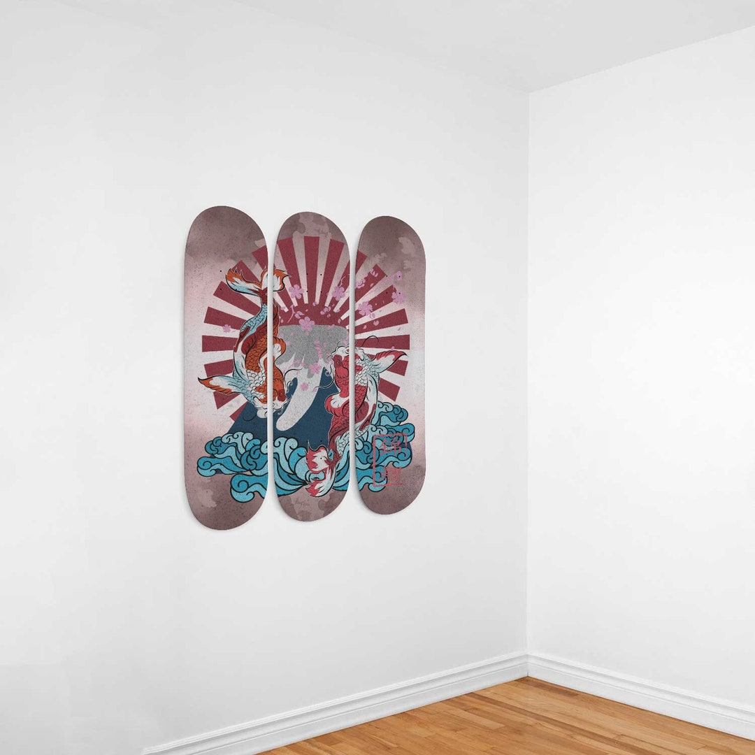 Koi Fish Pop Art 3-piece Skateboard Wall Art Feng Shui Koi Fish ...