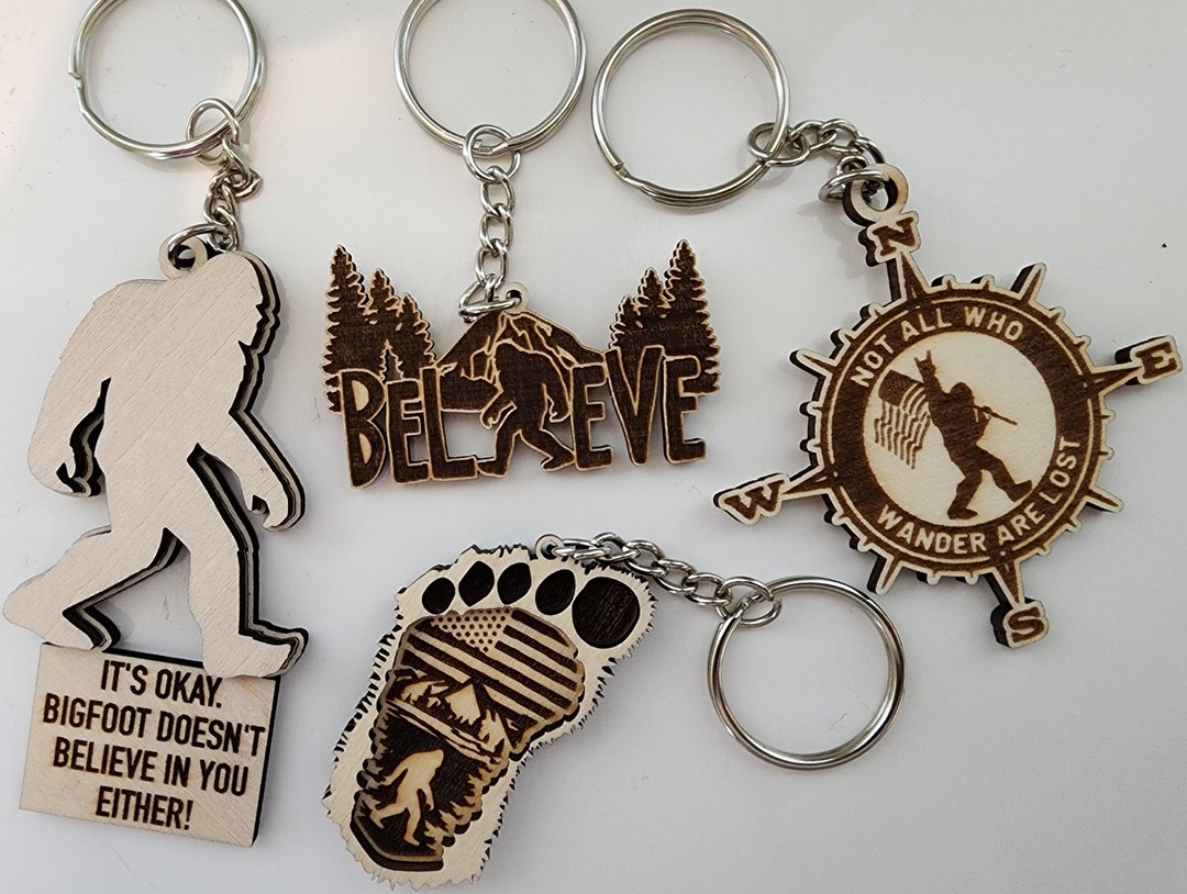 Handcrafted Bigfoot Wooden Keychain: Sasquatch Gift - Etsy