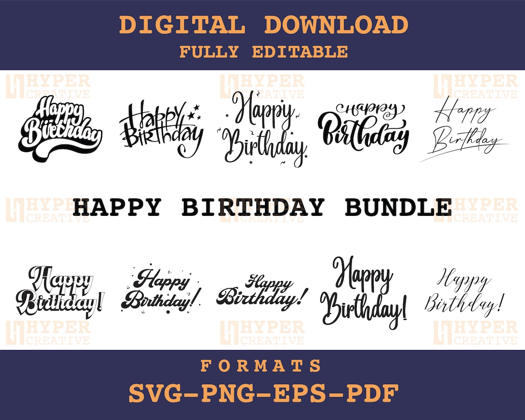 Happy Birthday SVG Bundle, Hand Lettered, Birthday Svg, Birthday Party Svg, Cut File Cricut ...