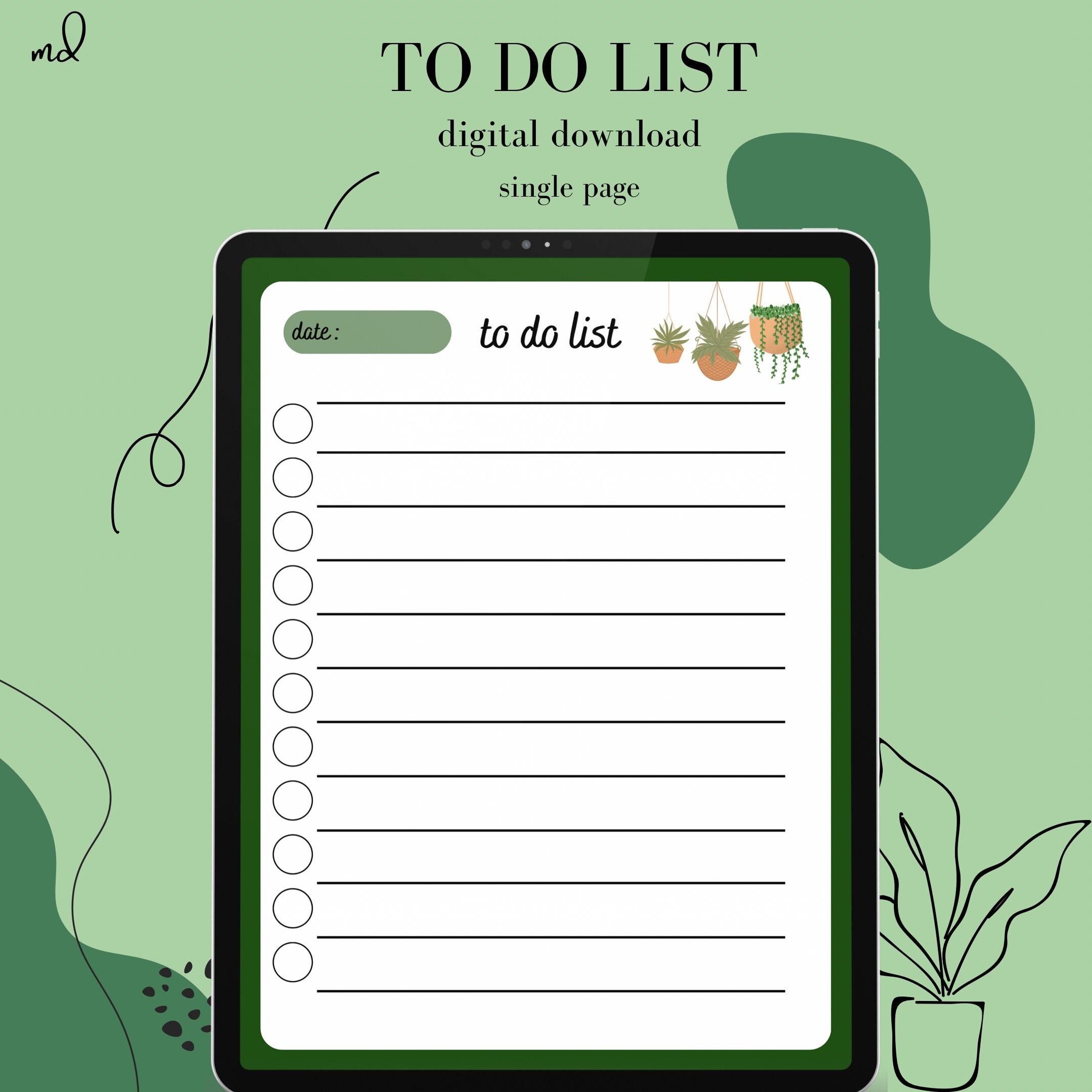 To Do List Page by Melichrous Designs, Digital Download for Ipad/tablet ...