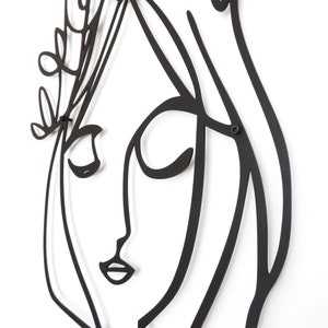 Flower Head Woman Metal Wall Art, Floral Girl Metal Wall Art, Abstract ...