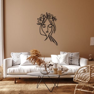 Flower Head Woman Metal Wall Art, Floral Girl Metal Wall Art, Abstract ...