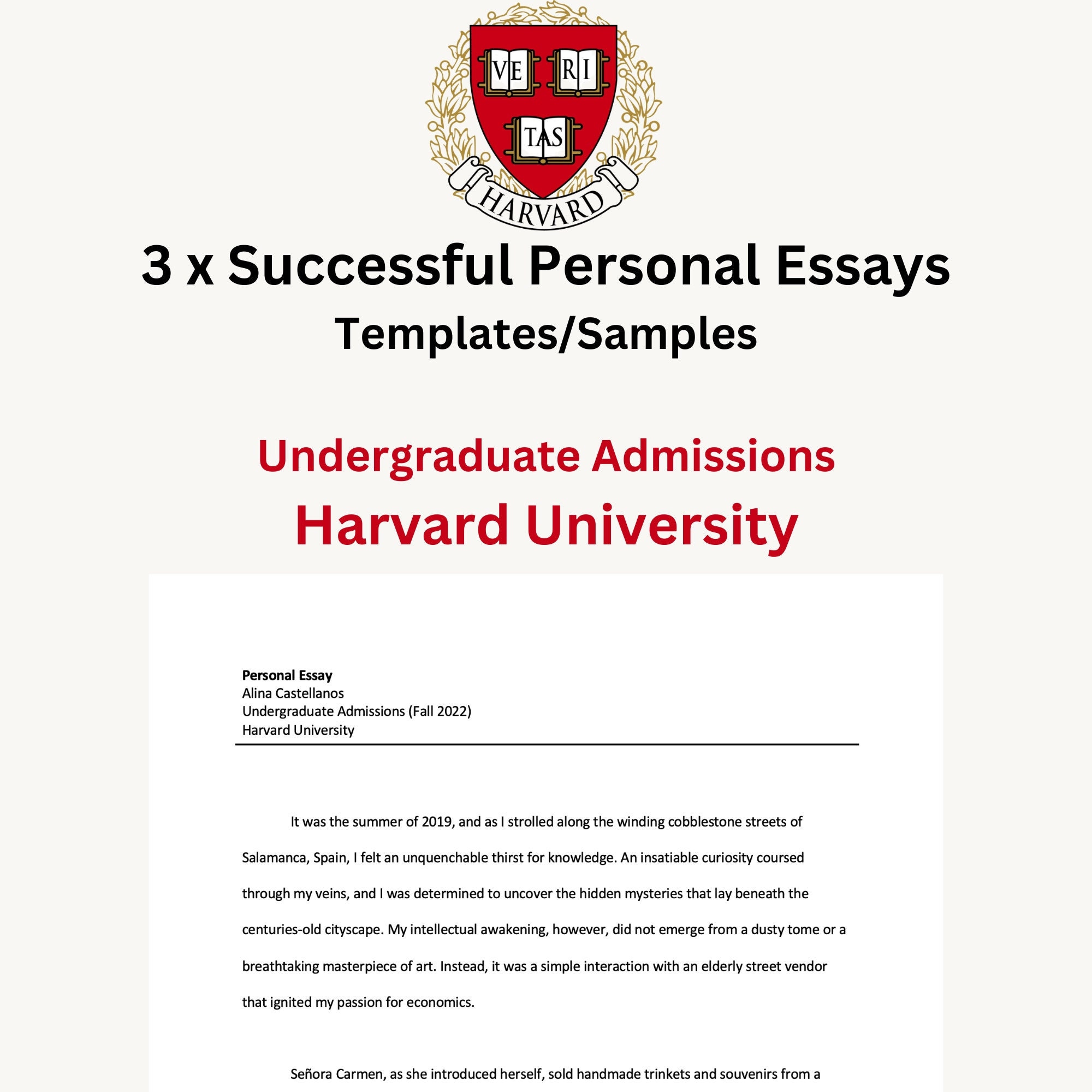 3 X Templates/samples - Personal Essay | Admissions Essay for Harvard ...