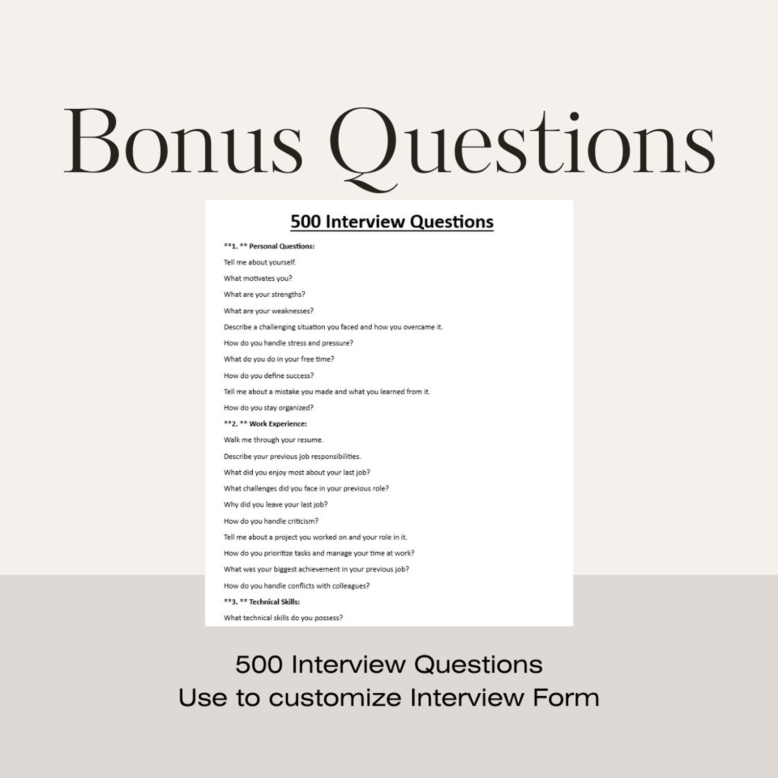 Interview Form With Bonus 500 Interview Questions for Recruiters ...
