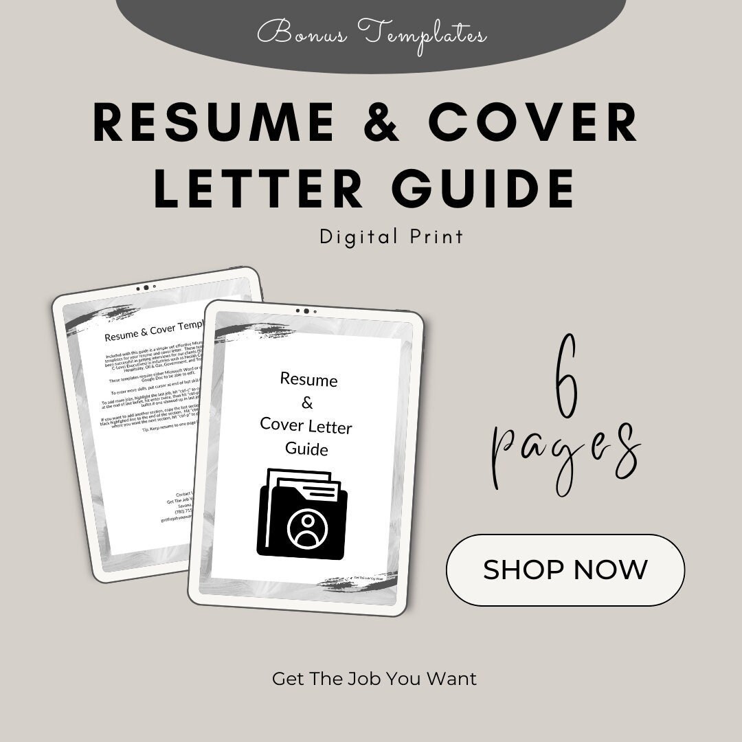 Expertly Crafted Resume and Cover Letter Guide for Job Seekers, Job Application, Career - Bonus ...