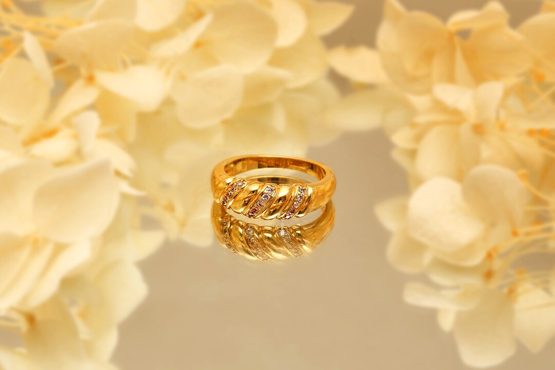 Dim Sum Diamond Rings, Bohemian Stacking Rings, Women's Simple 14k Gold ...