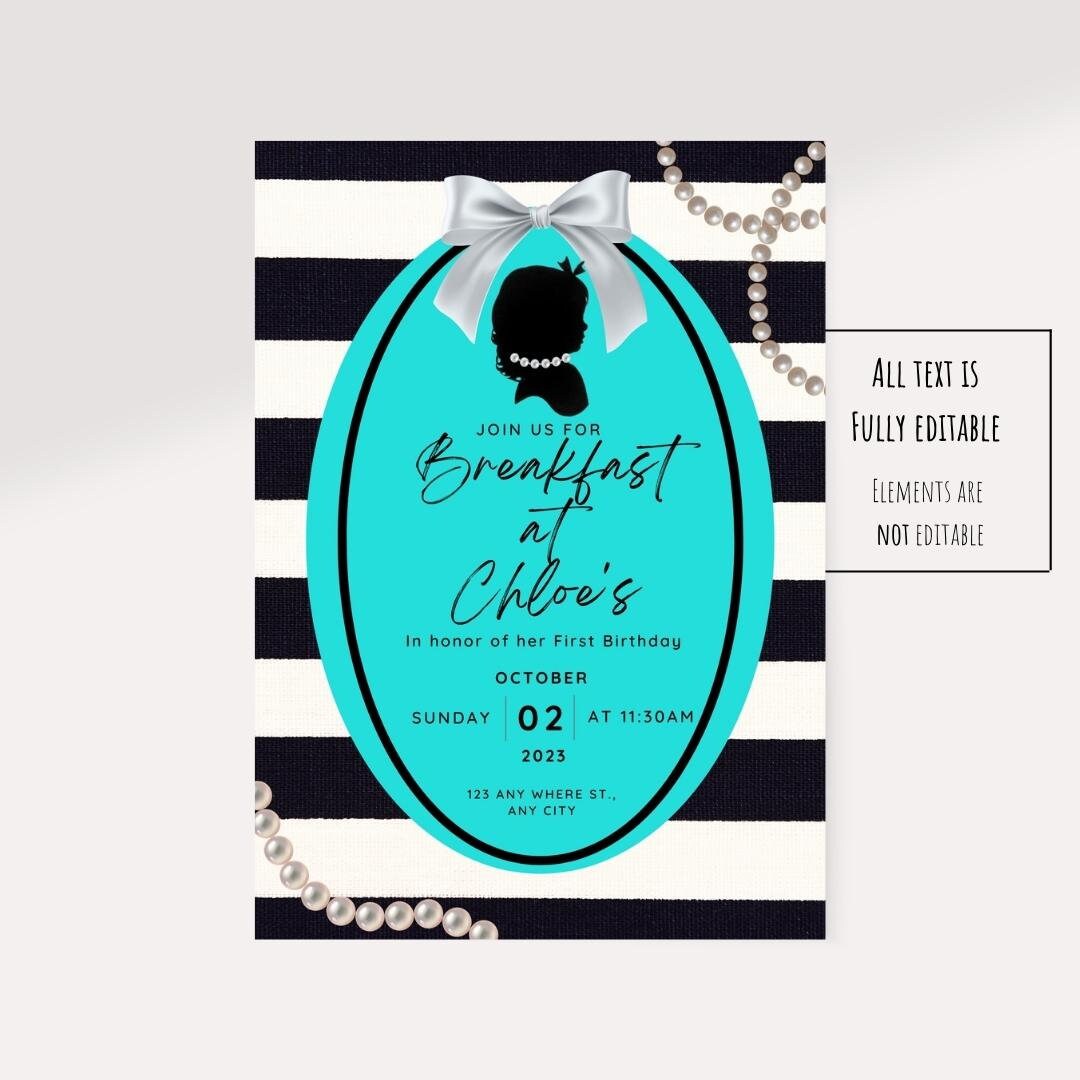Tiffany Birthday Invitation, Little Girls Teal Birthday, Darling ...