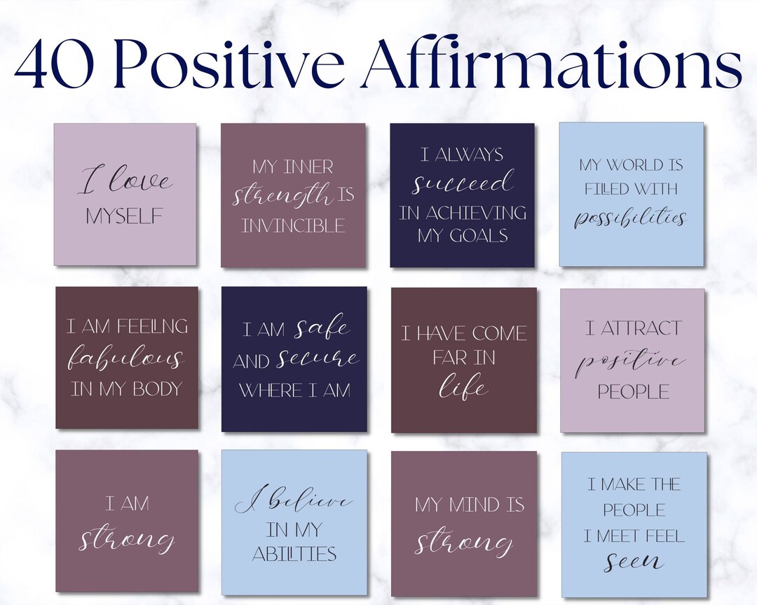 40 Positive Affirmation Cards Daily Self Care Affirmations - Etsy