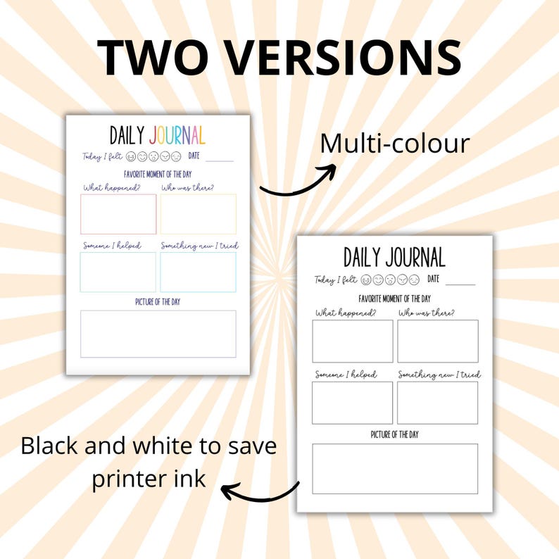 Kids Daily Journal, Printable Kids Journal, Reflection Journal for ...