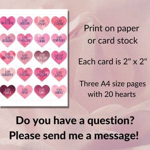 60 Self Love Hearts Affirmation Cards, Printable Positive Affirmation ...