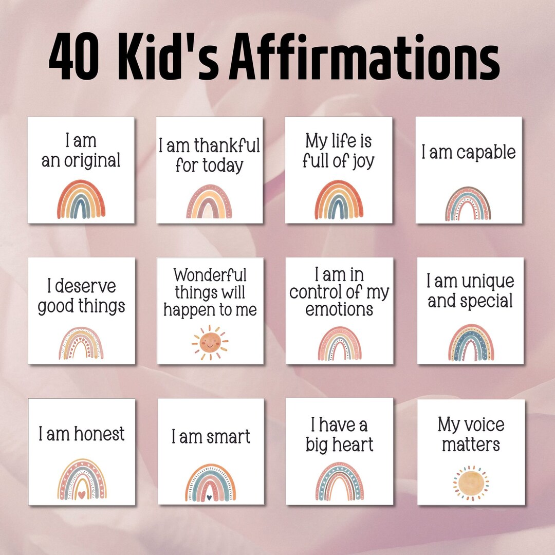 40 Children's Affirmation Cards: Positive Daily Motivation (digital ...