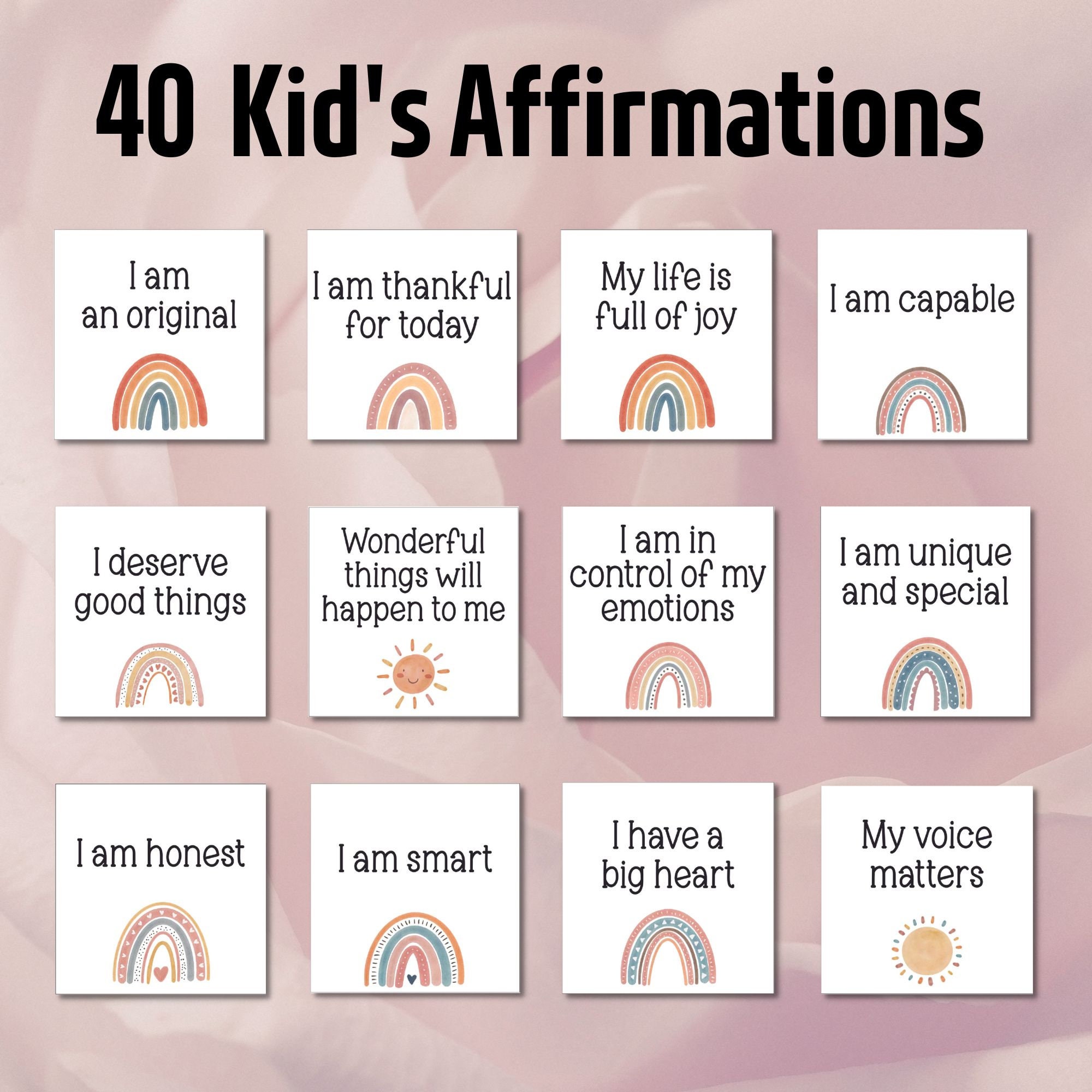 40 Children's Positive Affirmation Cards Daily - Etsy