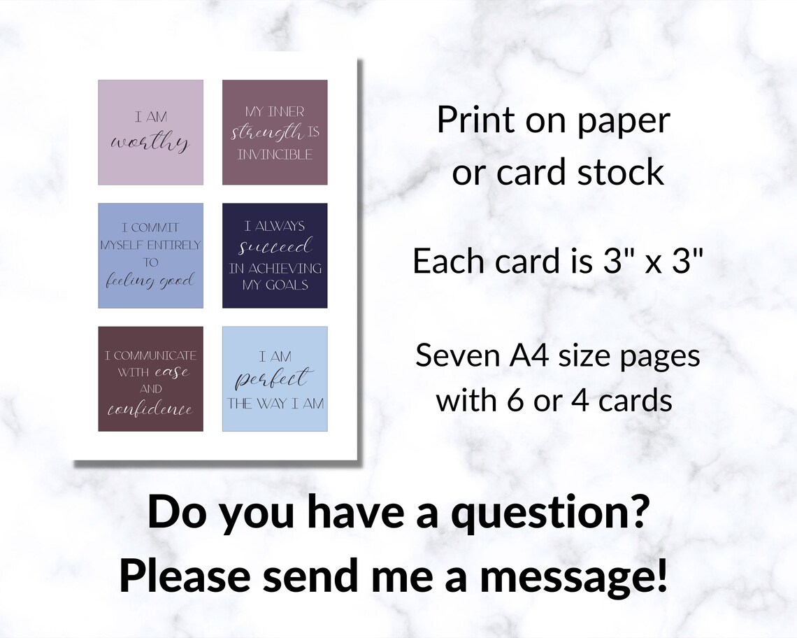 40 Positive Affirmation Cards, Daily Self Care Affirmations ...