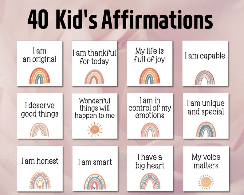 40 Children's Positive Affirmation Cards Daily - Etsy