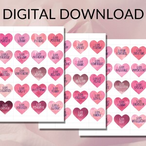 60 Self Love Hearts Affirmation Cards, Printable Positive Affirmation ...