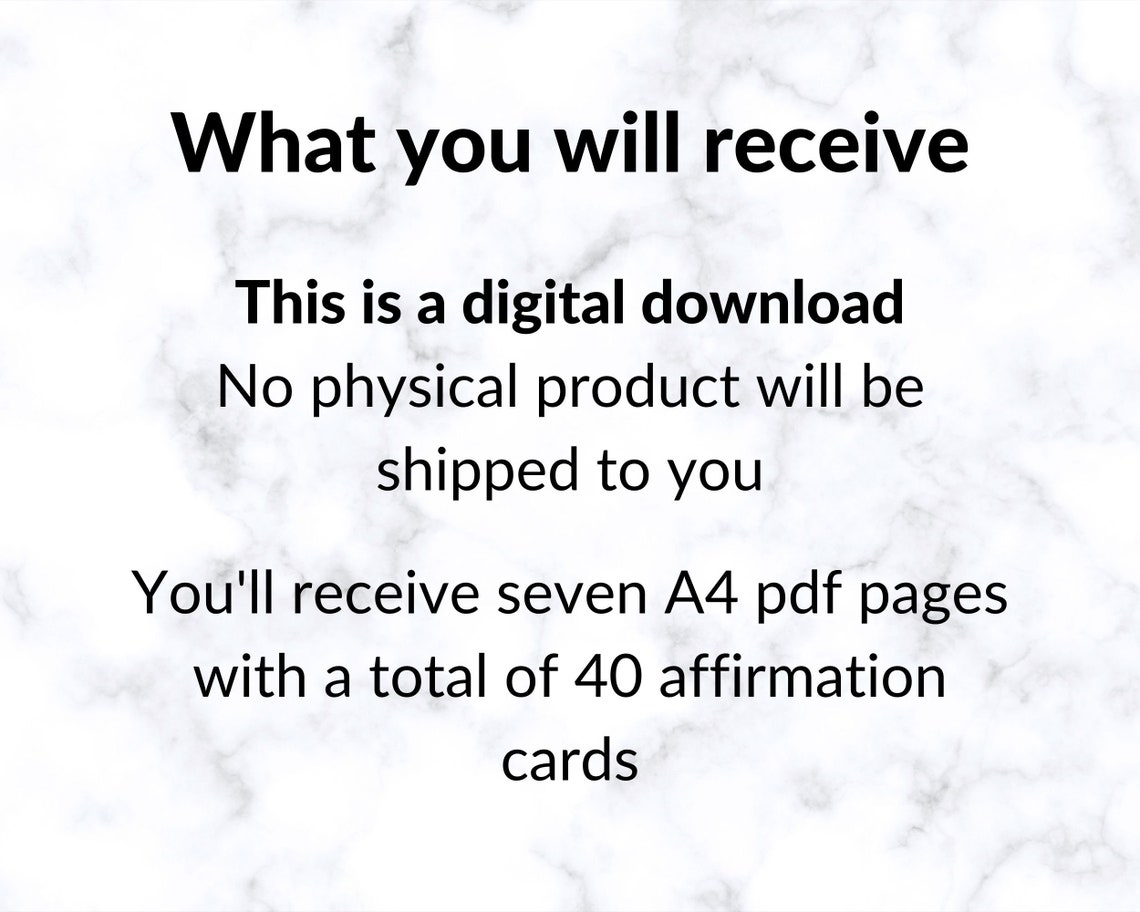 40 Positive Affirmation Cards, Daily Self Care Affirmations ...