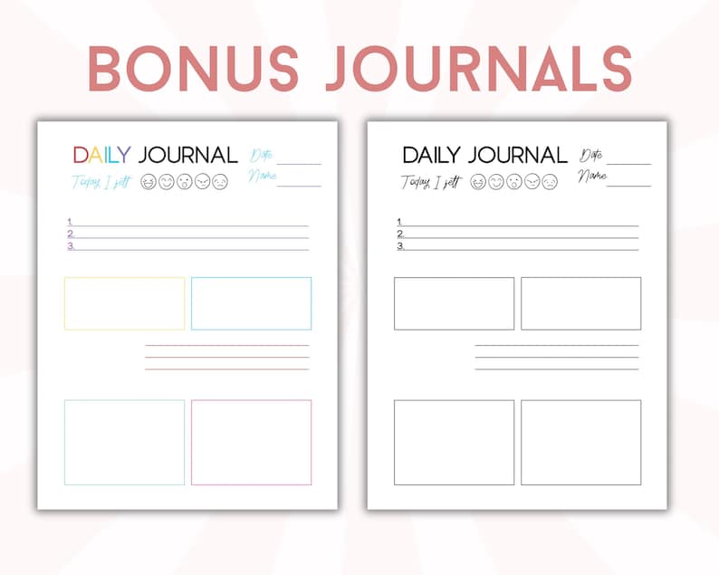 Printable Kids Daily Reflection Journal (digital Download) - Etsy