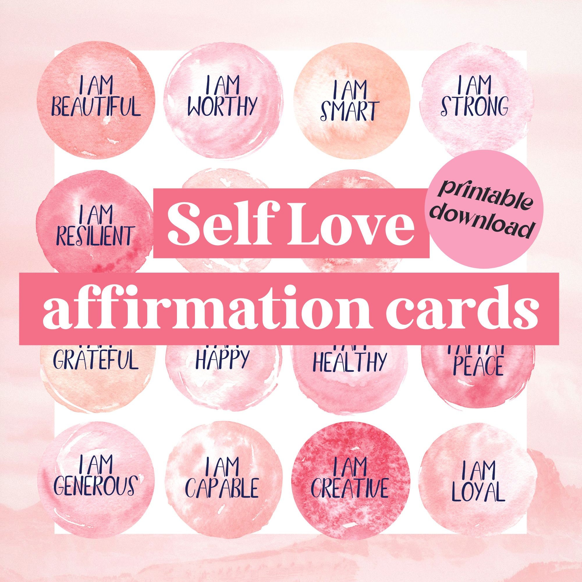 60 Self Love Affirmation Cards I Am Affirmations Printable Positive