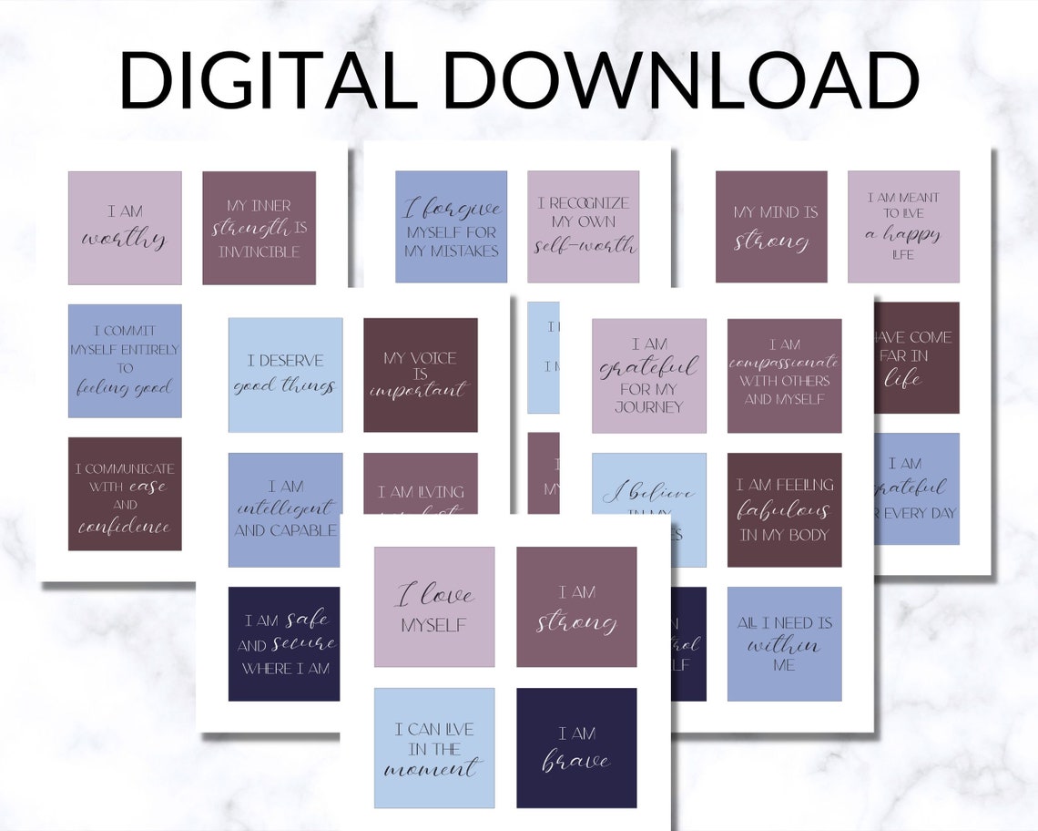 40 Positive Affirmation Cards, Daily Self Care Affirmations ...